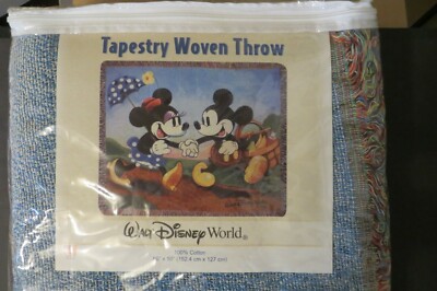 Walt Disney World Tapestry Woven Throw 60 x 50 Mickey Mouse Minnie ...