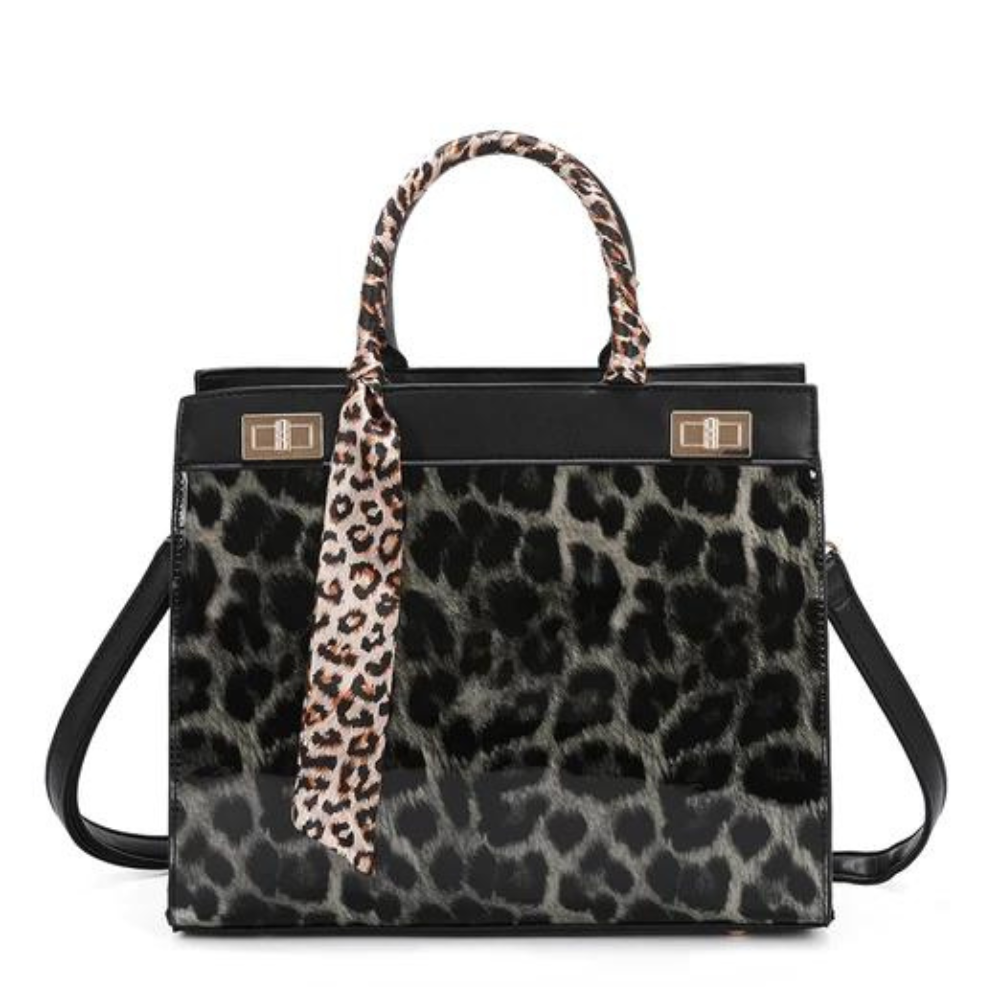 New Women's Patent Leather Leopard Pattern Shopper Shoulder Handbag ...