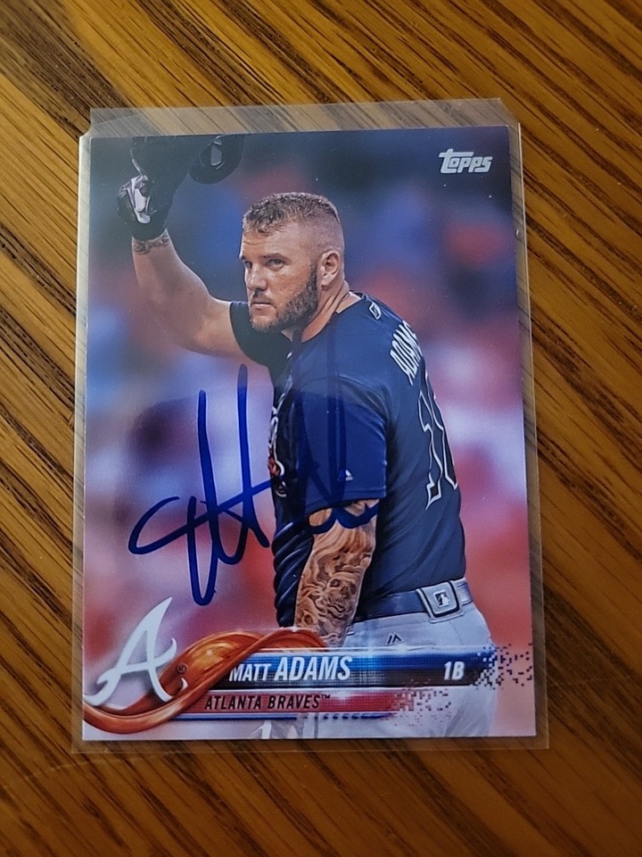 2018 Topps Series One Matt Adams Signed IP Auto Atlanta Braves Baseball ...