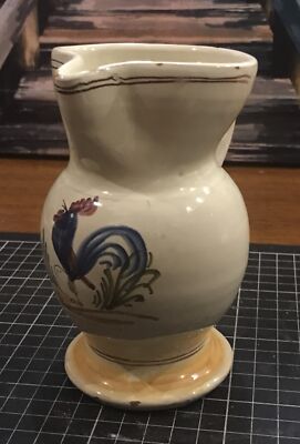 Vintage Glazed Earthenware Jug Rooster Water Pitcher Ceramic | eBay ...