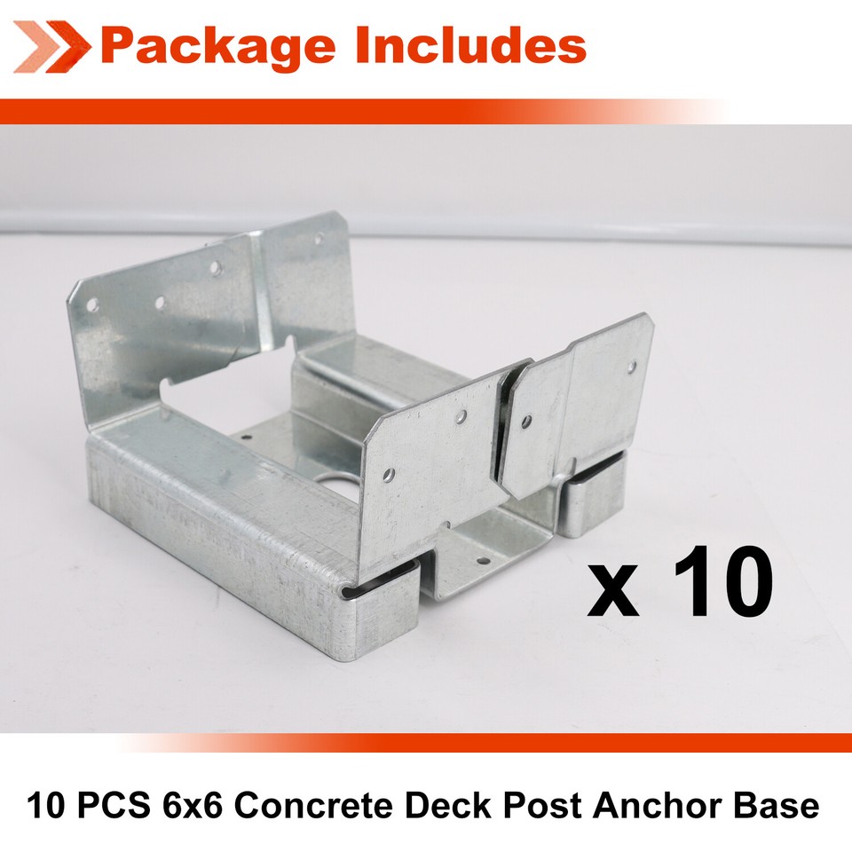 10Pcs 6x6 Concrete Deck Post Anchor Base Adjustable Metal Post Bracket ...