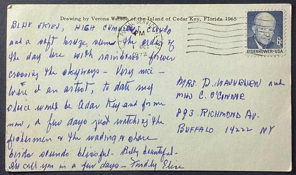 Cedar Key Florida Drawing by Verona Watson VTG Standard Postcard Posted ...