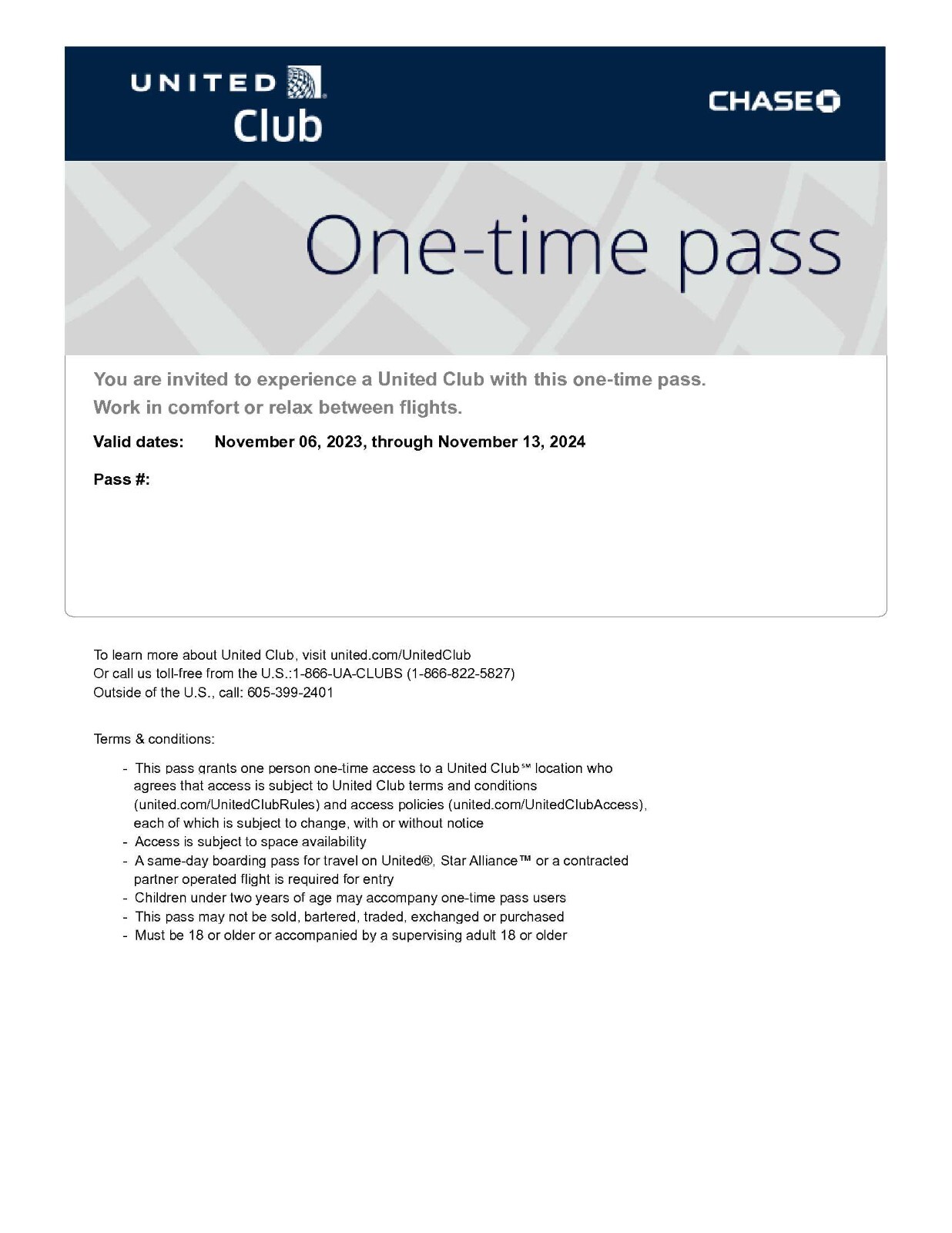 Two (2) United Club One-Time Passes (Exp Nov 13, 2024) FREE E-Delivery ...