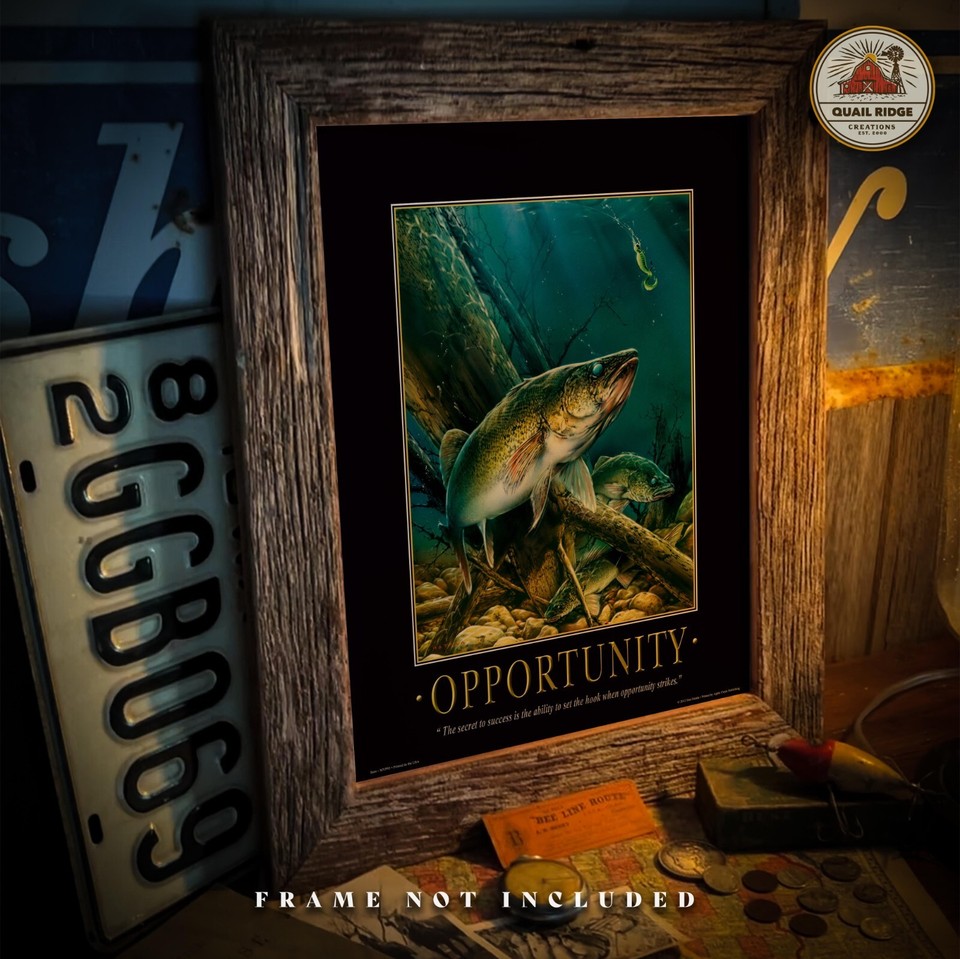 Walleye Fishing Art Print Motivational Poster Vintage Lures Cabin Wall ...