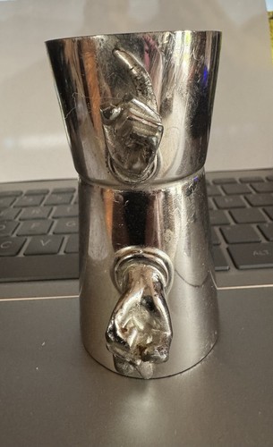 Vintage NAPIER Designer 2-FINGER /1 Finger SHOT GLASS Silverplated Bar ...