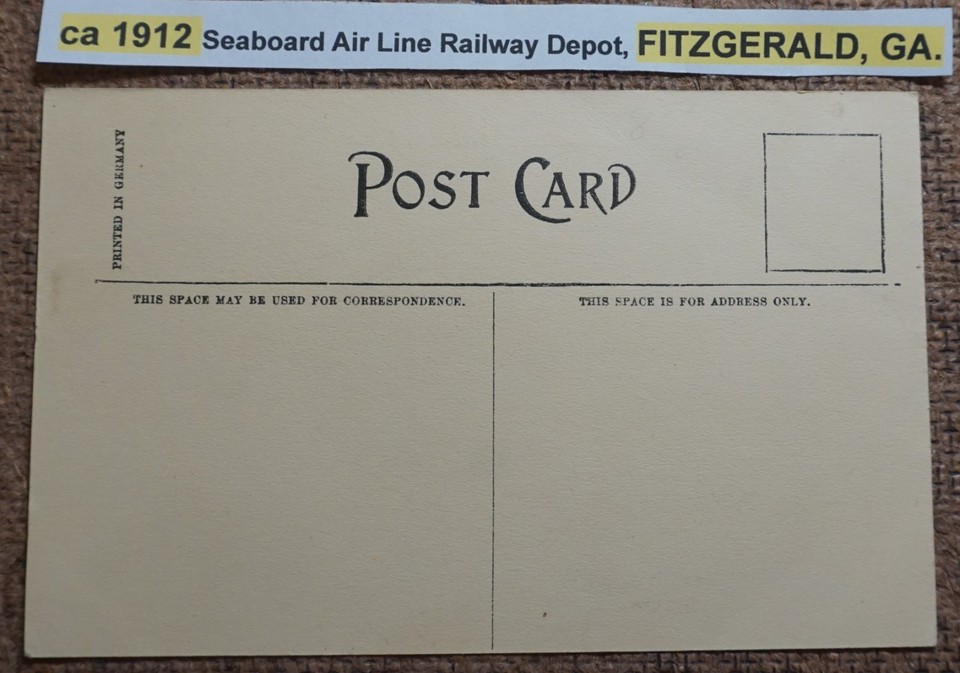 ca 1912 Seaboard Air Line Railway Depot, FITZGERALD, GA. Postcard SEPIA ...