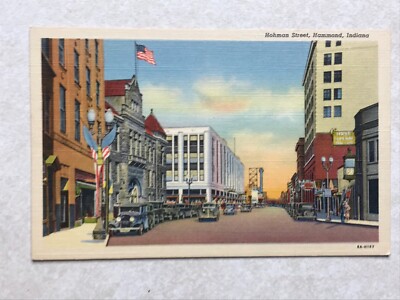 F1355 Postcard Homan Street Hammond IN Indiana Street St Scene | eBay