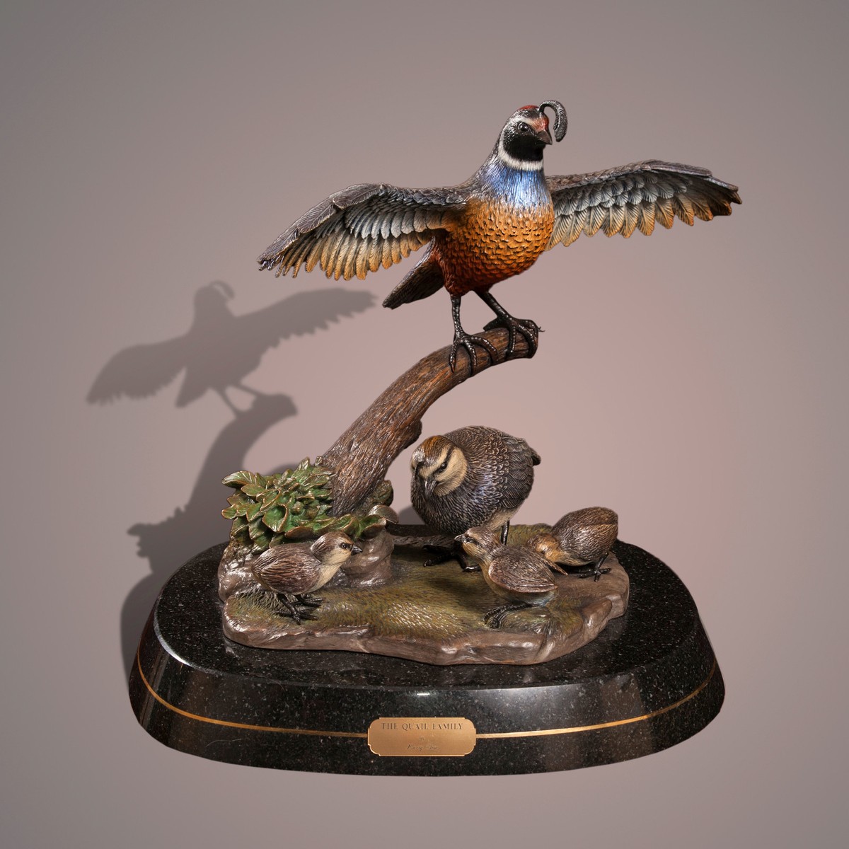 Quail Sculpture Patina 3D Quail Decor Sculpture, Handcrafted Metal