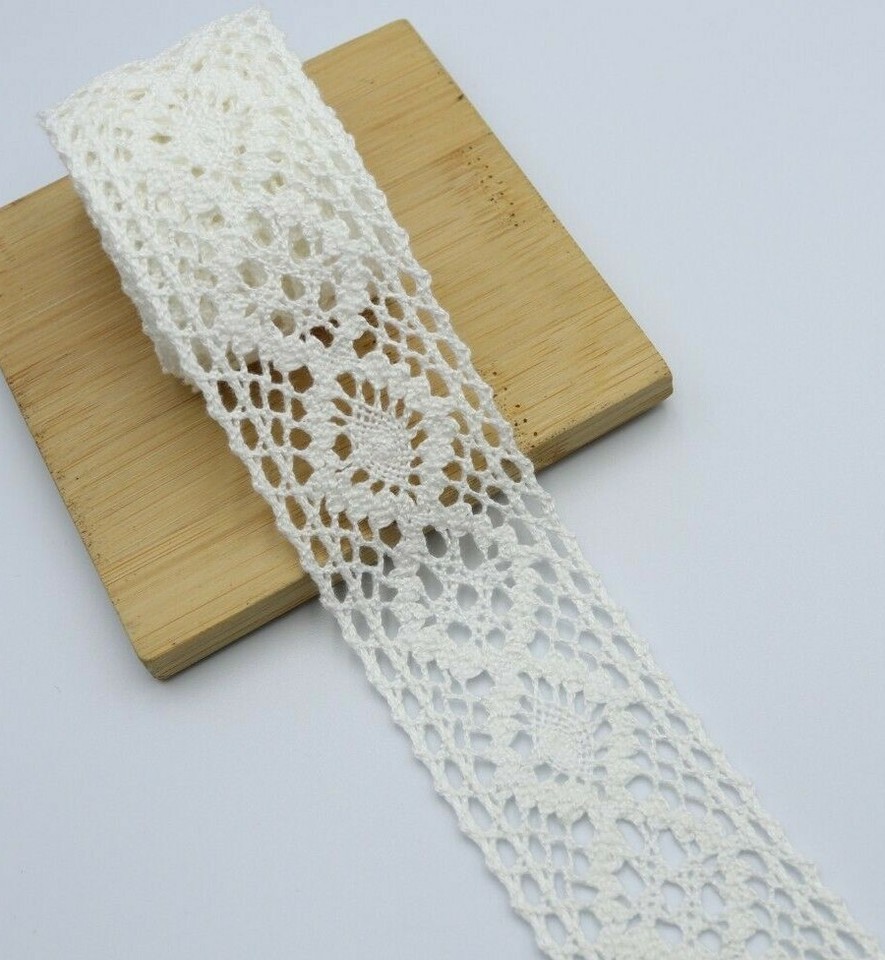 5 yard white or Cream Scalloped Trimmimg Broad crochet Vintage Sewing ...
