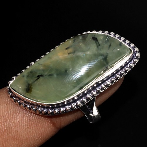 925 Silver Plated New Arrival Moss Prehnite Ring Jewelry Size US 10 GW ...