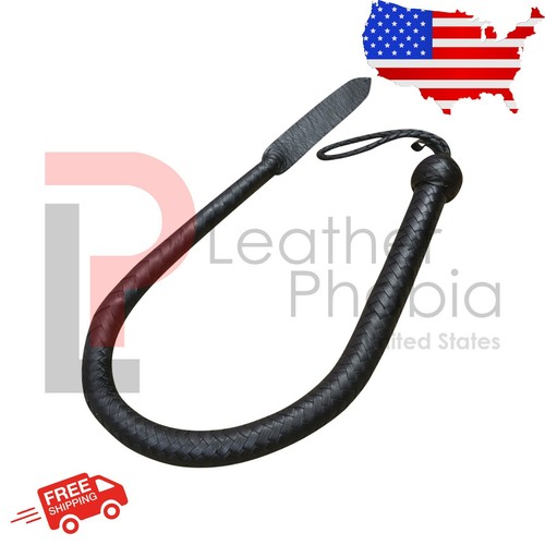 Genuine Cow Hide Leather Bull Whip 3 feet long 16 plaits Heavy Bullwhip ...