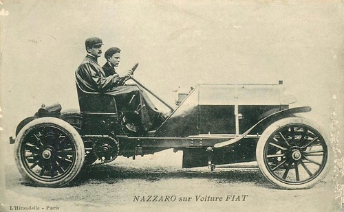 EARLY AUTO RACING, NAZZARO IN HIS FIAT, FRANCE, VINTAGE POSTCARD (U274 ...