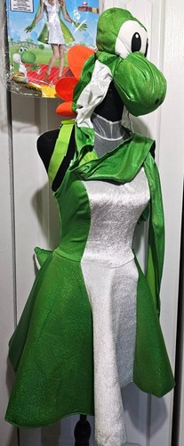 Women's Yoshi Costume Inflatable Shell Dress Headpiece Tail Super Mario ...