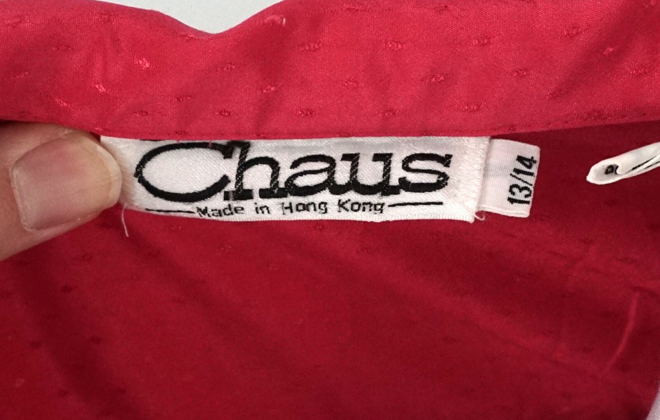 Vtg Chaus Pink Button Up Collared Button Up Pleated Blous Top Shirt ...