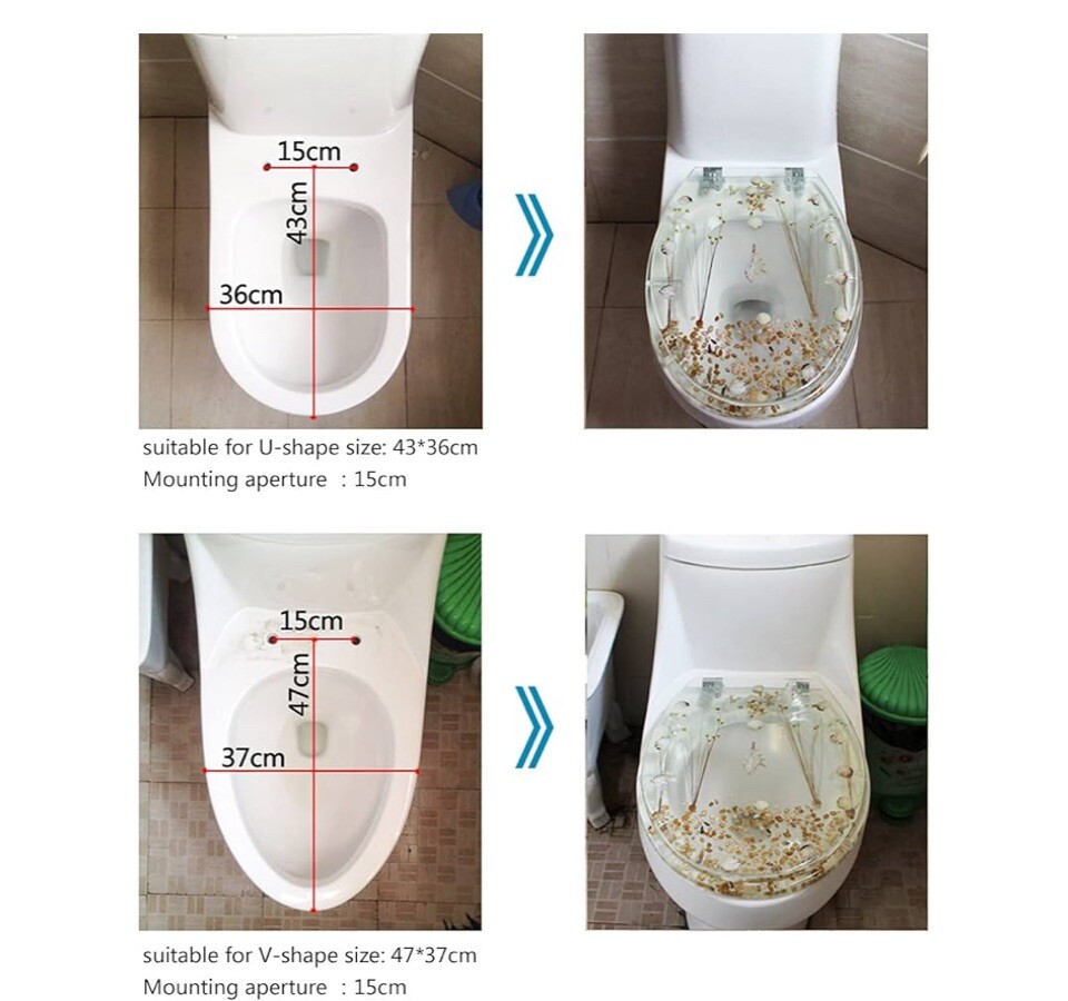 Transparent Resin Toilet Seat 14.7”x16.53” Heavy Duty Toilet Seat Round ...