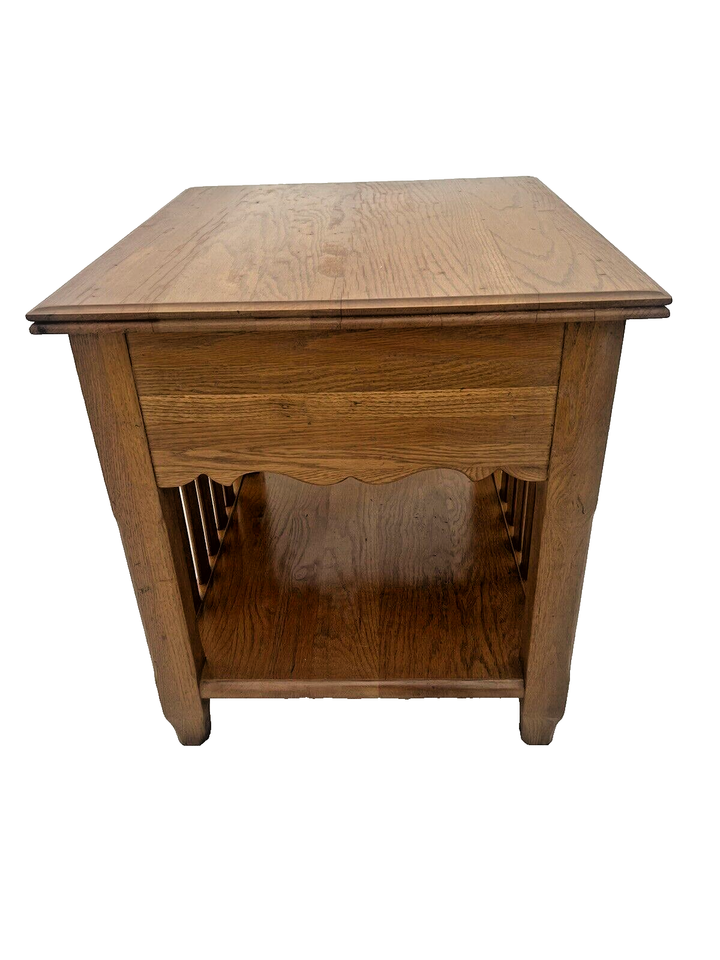 Ethan Allen Side Table Nightstand Oak Drawer Shelf American Artisan #19 ...