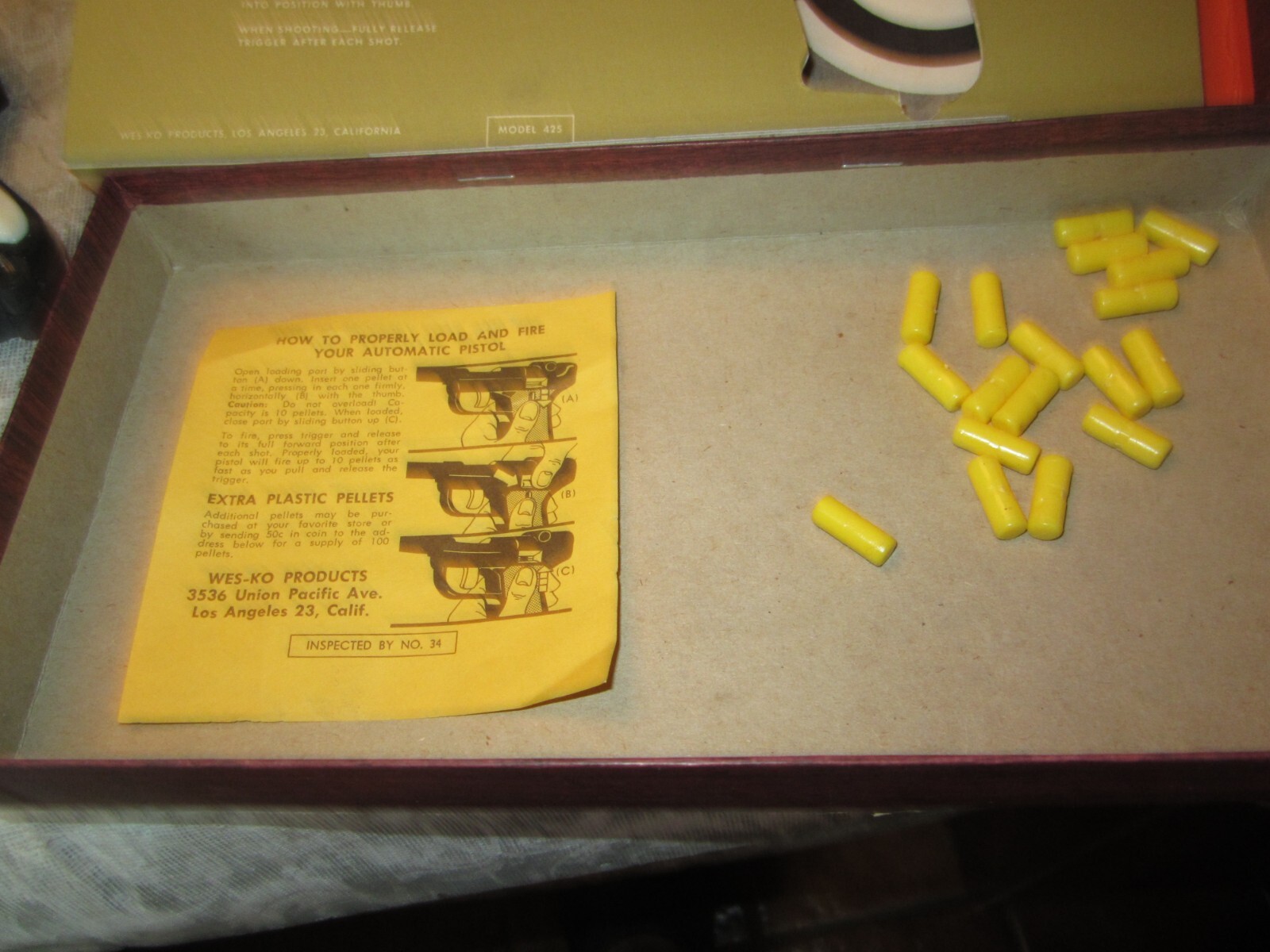 1950'S RARE Vintage WES-KO Toy Luger Plastic Pellet Gun PELLETS AND BOX ...