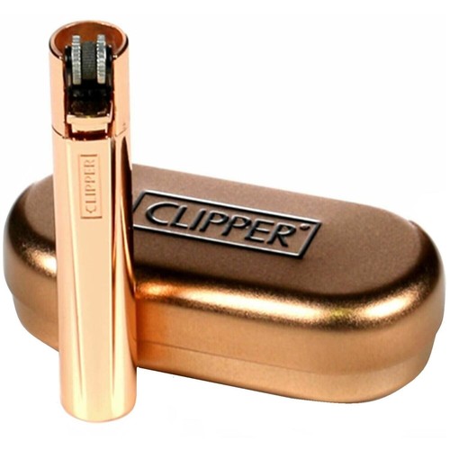 Rose Gold colour Clipper LIGHTER in metal gift box Refillable gas ...
