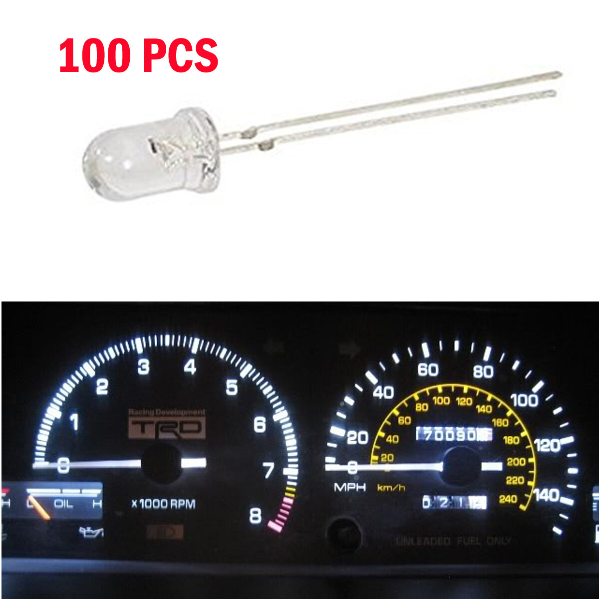100x 5mm White Led Light Instrument Cluster Based Backlight for Chevy ...
