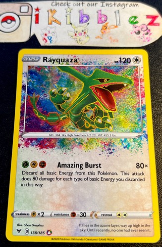 Rayquaza 138/185 NM Rainbow Tie Dye Holo Amazing Rare Vivid Voltage ...