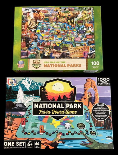 National Park Trivia Board Game & National Parks Map Puzzle 100 pc 6 ...