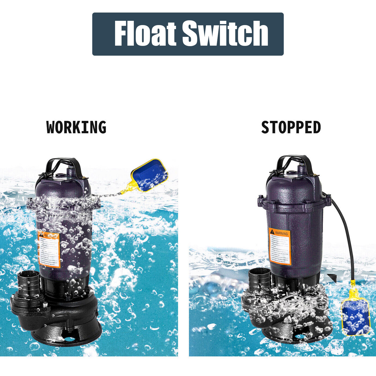 2HP Cast Iron Sewage Submersibl Pump 6498GPH w/26ft Cord Float Switch 220V-240V | eBay