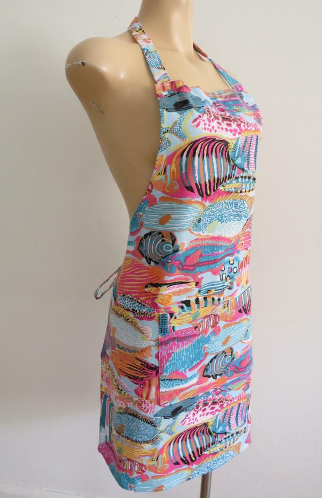 Handmade Tropical Fish Ken Done Style 100% Cotton Women's Apron | eBay ...