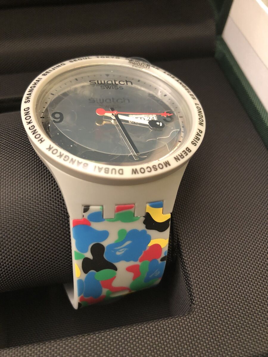 Swatch X Bape Tokyo Gray Multi Camo Watch Ltd Edition SOLD Swatch X Bape Tokyo Gray Multi Camo Watch Ltd Edition SOLD