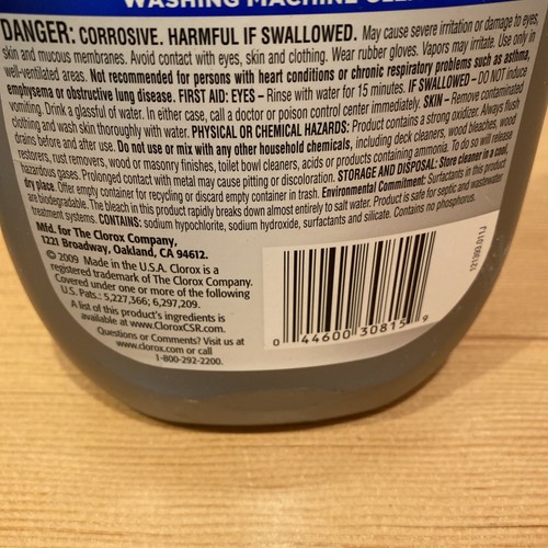 Clorox Washing Machine Cleaner Odor Eliminator Remover 2 Uses 30 oz ...