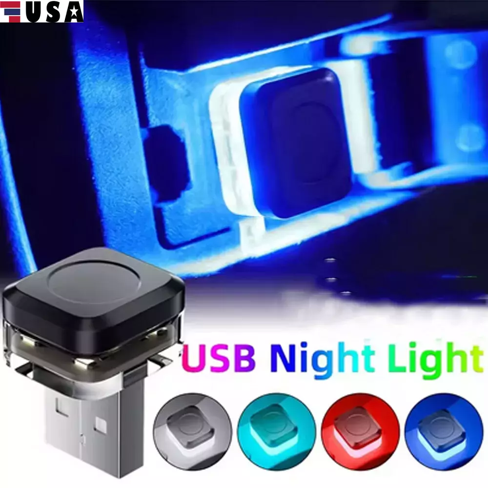 2X Mini USB LED Car Interior Light Neon Atmosphere Ambient Lamp Bulb ...