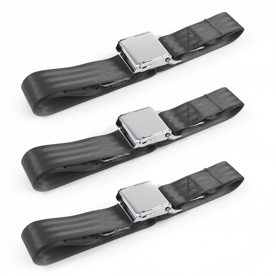 JP Comanche 1985-1992 Airplane 2pt Charcoal Lap Bench Seat Belt Kit - 3 ...
