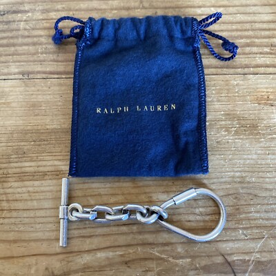 Vintage Ralph Lauren Italian Sterling Silver Link Chain Keychain Fob w ...
