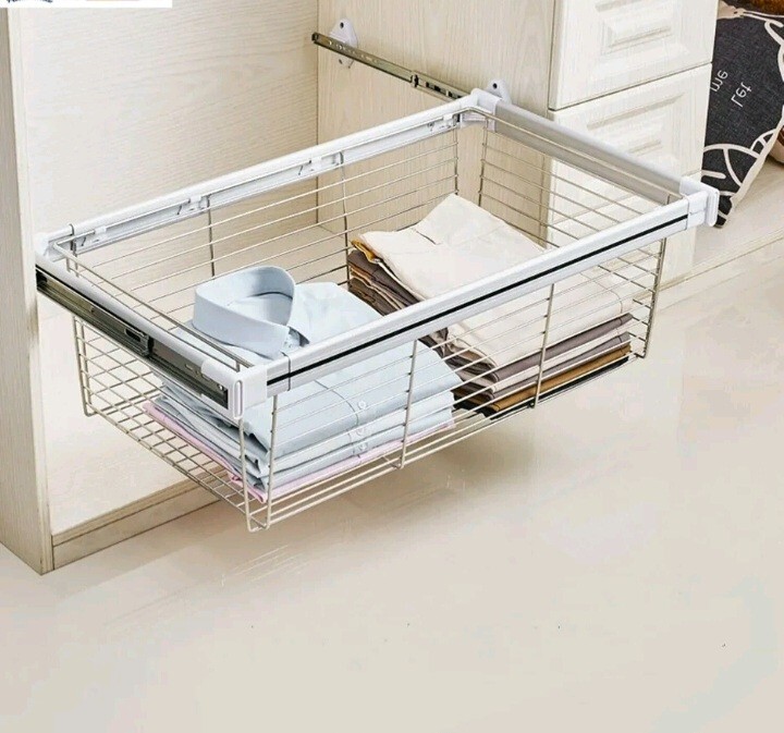 Pull Out Sliding Pantry Basket Under Shelf (Shallow) Wardrobe Basket ...