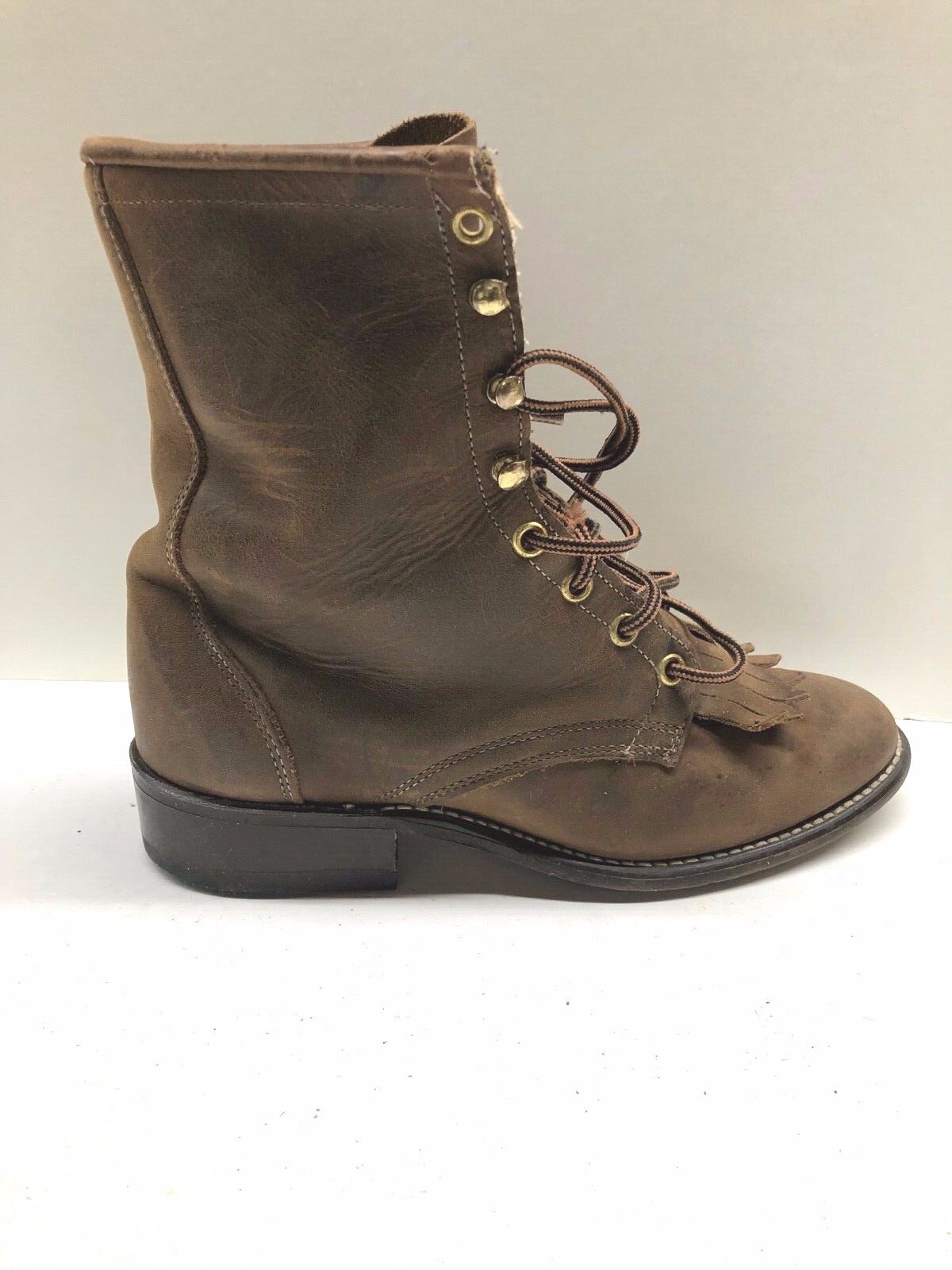 Laredo Brown Lace Up Kiltie Riding Boots Womens Size … - Gem