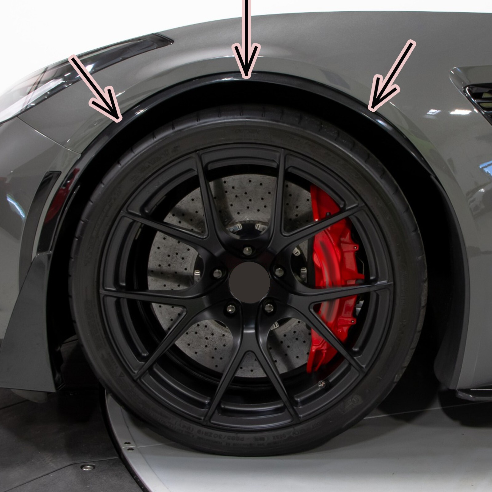 For Corvette C7 2014-2019 Pair Gloss Black Print Front Wheel Trim ...