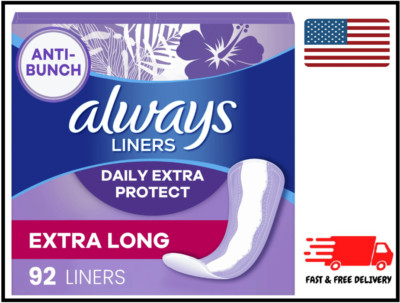 Always Daily Extra Protect Panty Liners, Extra Long Length, Unscented ...