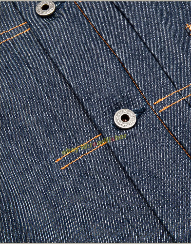 14OZ Raw Selvedge Denim Jeans Men's Motorcycle Jacket Cotton Outwear ...