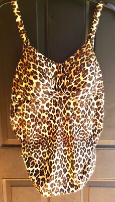 NWT Womens Sz 20 animal print tankini trim shaper leopard print bathing ...