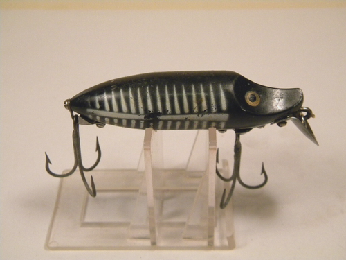 Vintage Heddon River Runt Spook Floater Black white Rib crankbait lure ...