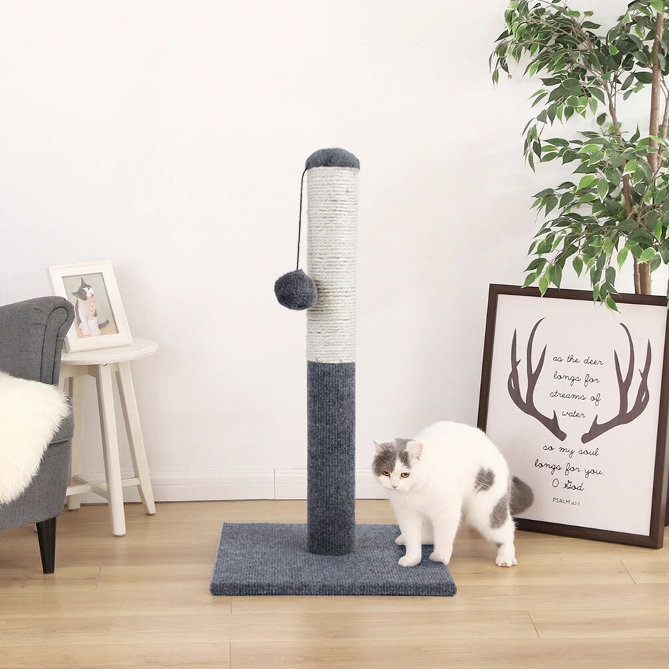 55cm Large Scratching Post Sturdy Natural Sisal Pole Heavy Duty Base UK ...