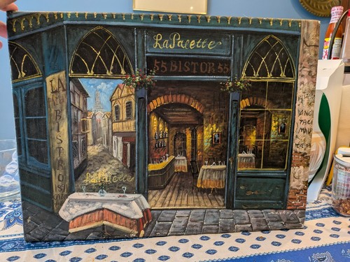 "La Palette" Cafe Signed Painting on Canvas M. Chapot 12 X 16 | eBay