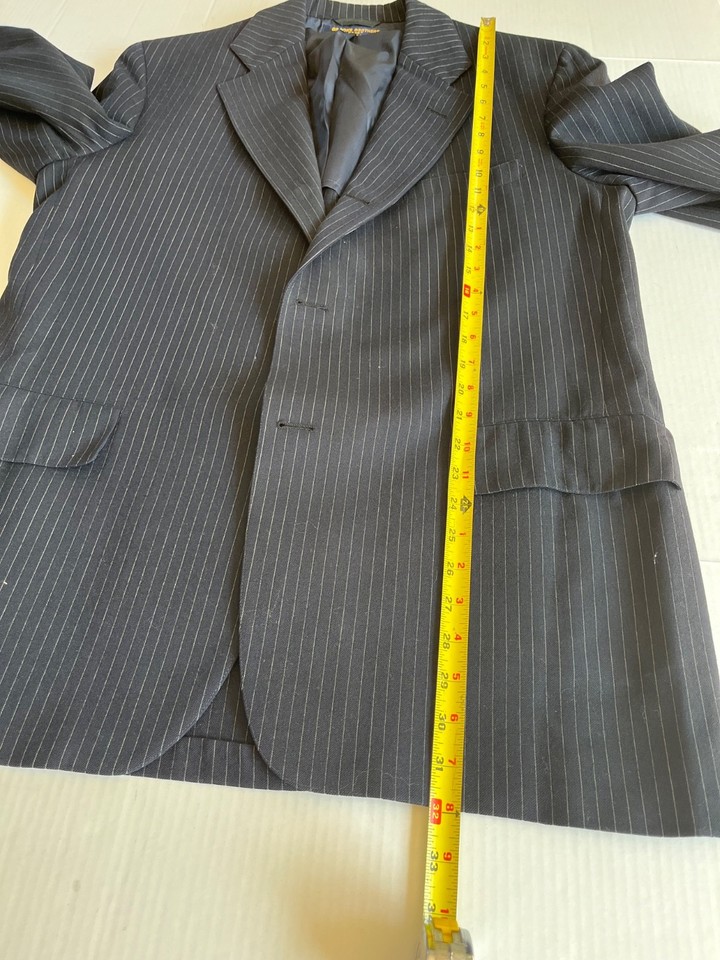 Brooks Brothers 346 Blue Striped 46R Suit Blazer Lined Pockets 3 ...