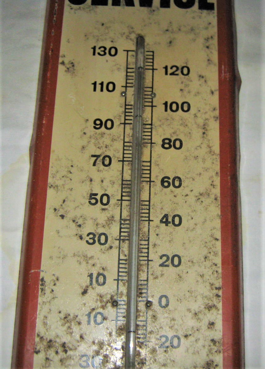 ANTIQUE USA FRAM FILTER SERVICE METAL GAS OIL STATION THERMOMETER SIGN ...
