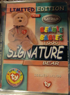 Signature Bear Platinum Limited Edition TY 1999 Beanie Babies ...