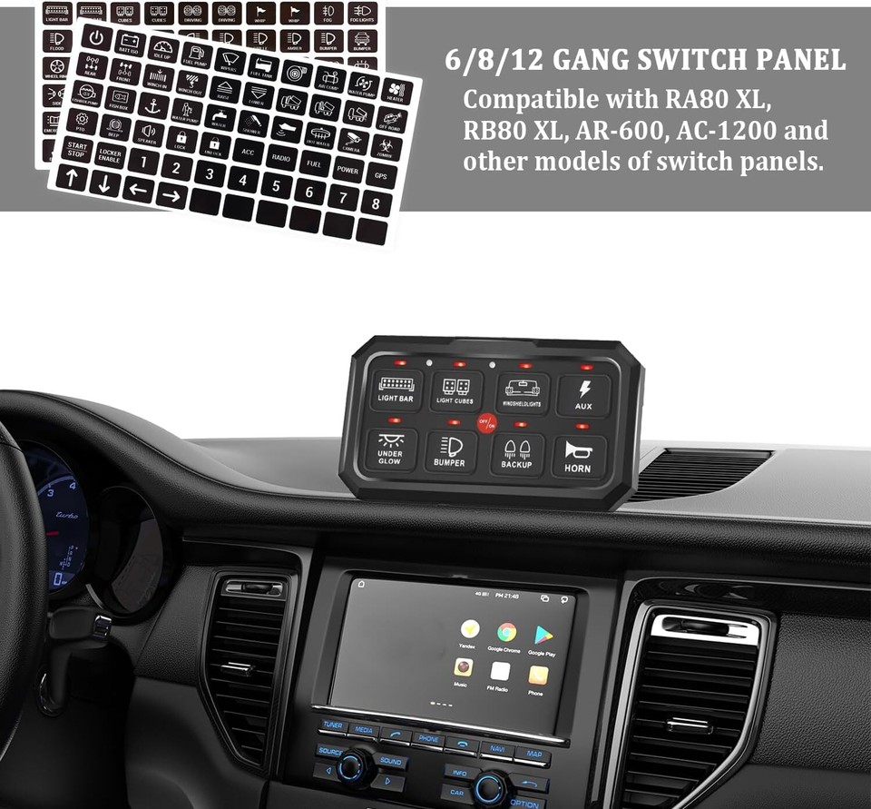 120PCS 6/8/12 Gang Switch Panel Car Stickers,Switch Labels for RA80 ...