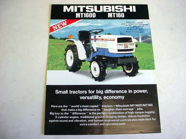 Mitsubishi MT160D & MT160 Tractor Sales Sheet w/Spec's, 1985 in Color ...