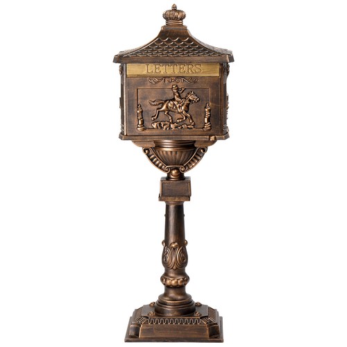 Large Mailbox with Post, Heavy Duty Cast Aluminum Postal Mail Box ...