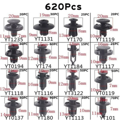 Car Plastic Push Pin Rivet Trim Clips Panel Fasteners Interior Fixing ...