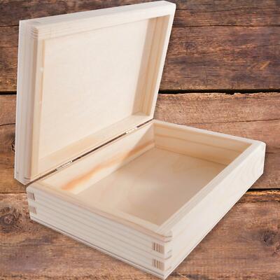 Small Rectangular Wooden Box with Lid | 17.5x 13.5x 5 cm | Plain ...