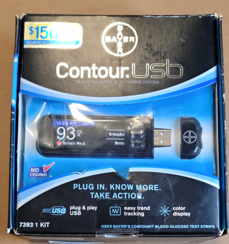 Bayer Contour USB Blood Glucose Sugar Monitoring Testing System Expired ...